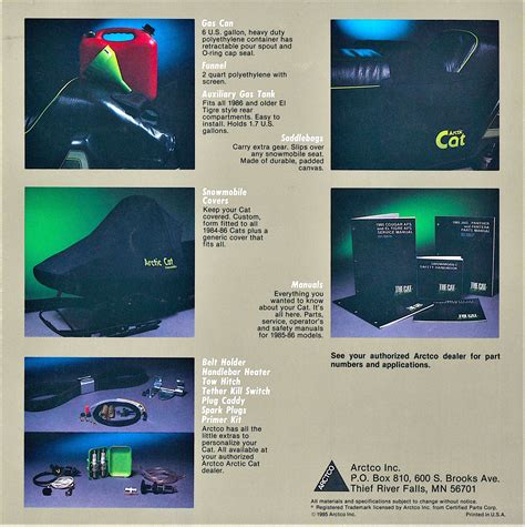1986 Arctic Cat Arctco Parts And Accessories Brochure Arcticinsider