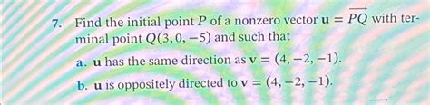 solved find the initial point p ﻿of a nonzero vector