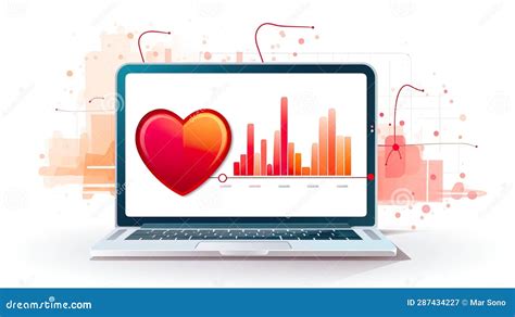 Mockup Laptop With Heart Beat Generate Ai Stock Illustration Illustration Of Render Open