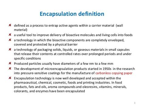 An Overview Of Encapsulation Technologies For Food