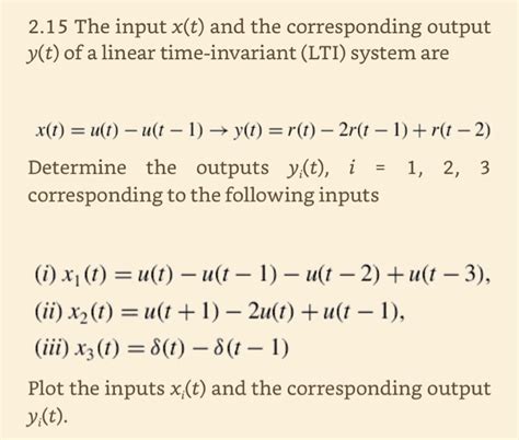 Solved The Input X T And The Corresponding Output Y T Of A Chegg