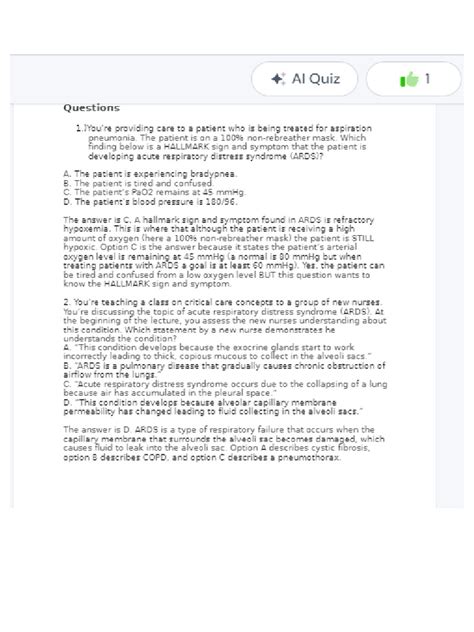 Ards Practice Questions Pdf Self Improvement Wellness