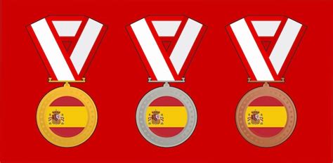 Três Medalhas Com A Bandeira Espanhola Vetor Premium