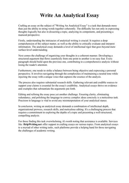 Analytical Essay Examplepdf