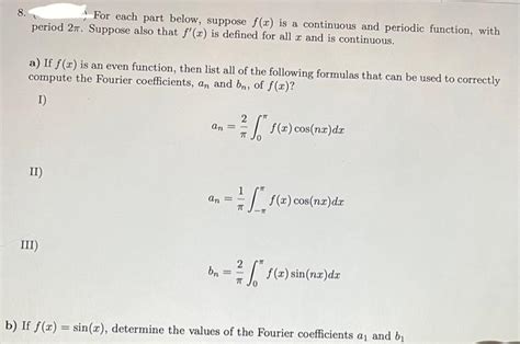Solved 8 period 2π Sur each part below suppose f x is a Chegg com