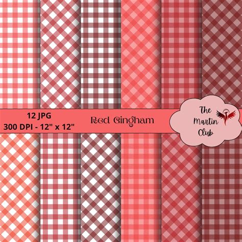 Red Gingham Background Digital Papers Red Gingham Digital Scrapbook