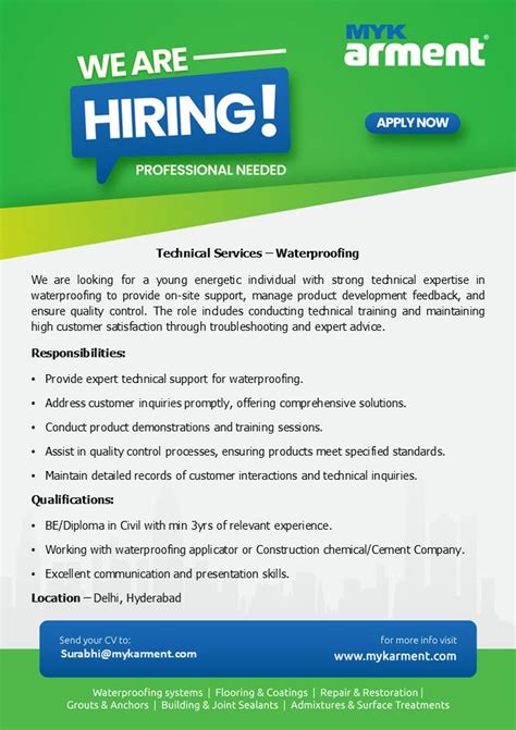 We Are Looking For Dynamic Technical Person For Waterproofing The
