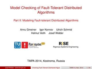 Introduction Into Fault Tolerant Distributed Algorithms And Their Modeling Part PPT