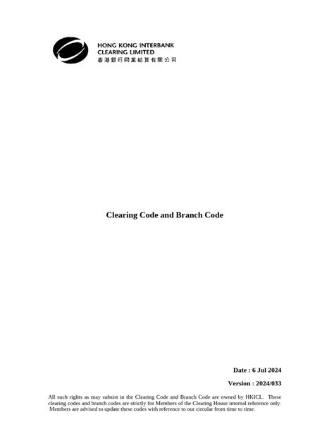 Hk Clearing Code And Branch Code 6 Jul 2024 With Tel No Pdf Banks