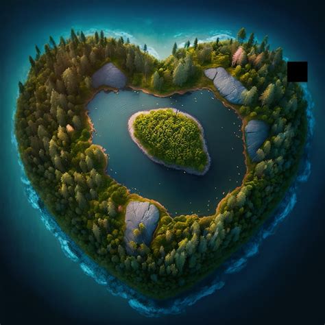Premium Photo Heart Shaped Island In Nordic Forest