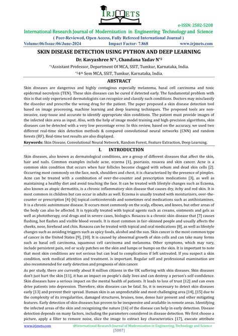 Pdf Skin Disease Detection Using Python And Deep Learning