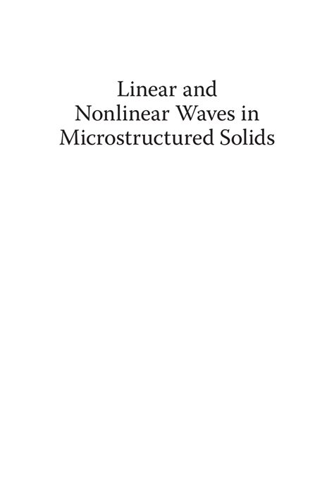 Pdf Linear And Nonlinear Waves In Microstructured Solids