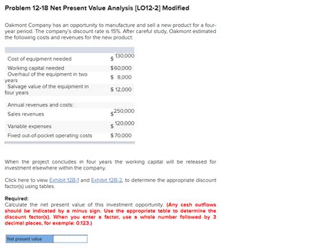 Solved Problem Net Present Value Analysis LO Chegg