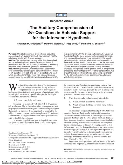Pdf Electrophysiology Of Sentence Processing In Aphasia Prosodic Cues And Thematic Fit