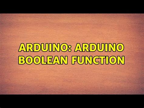 Arduino Arduino Boolean Function YouTube