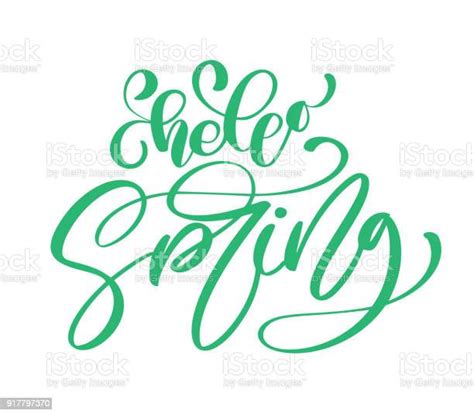 서 예 견적 안녕하세요 봄입니다 흰색 배경 절연 현대 브러쉬 펜 벡터 일러스트 레이 션 주식 벡터 문자에 문자를 필기 5월에