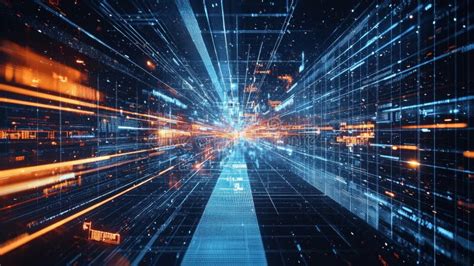 Futuristic Technology Data Visualization With Digital Lines And Glowing Lights Stock Image