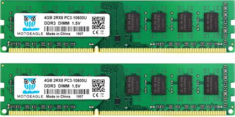 pc3 10600 udimm ddr3 1333mhz 8gb kit 2x4gb ram cl9 1 5v 240pin non ecc unbuffered 2rx8 dual