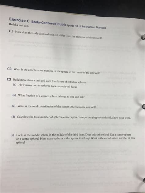Solved Exercise C Body Centered Cubic Page 18 Of Chegg Com