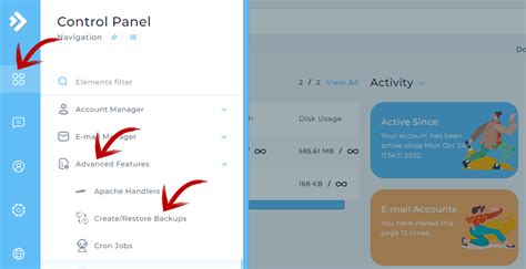 how to create and restore backup in directadmin