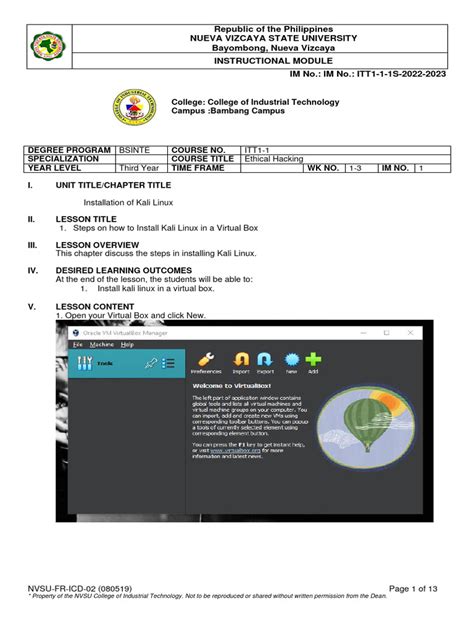 Tutorial On Installing Kali Linux In Virtual Box Pdf Booting