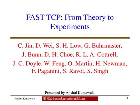 ppt fast tcp from theory to experiments powerpoint presentation