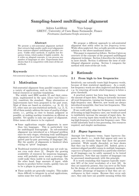 pdf sampling based multilingual alignment