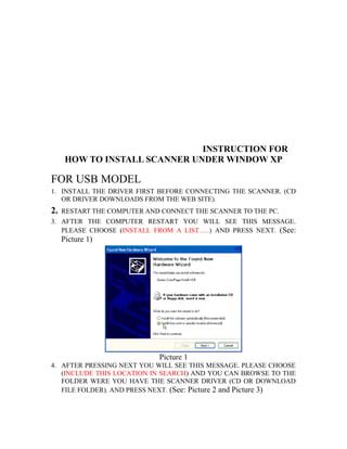 Instruction For Installing Scanner Under Xp PDF