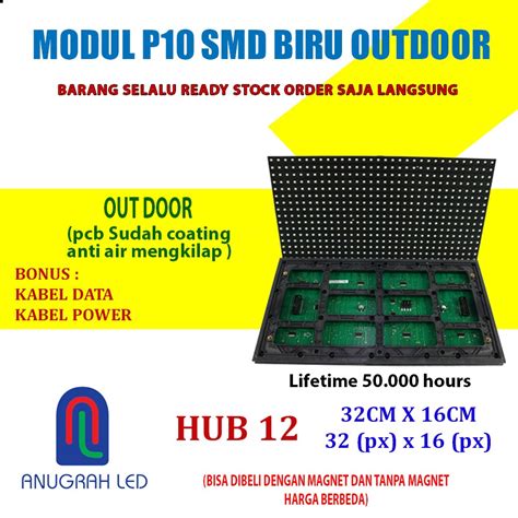 jual modul panel led running text p10 smd biru outdoor shopee indonesia