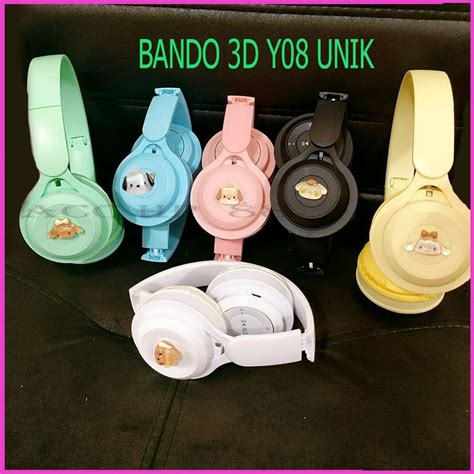 Jual Acchp Headphone Bluetooth Headset Wireless Macaron Y08 Stereo Headphone 3d Boneka Lucu Unik