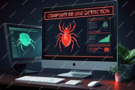 Illustration Of Computer Bug Detection With System Error Warning On A
