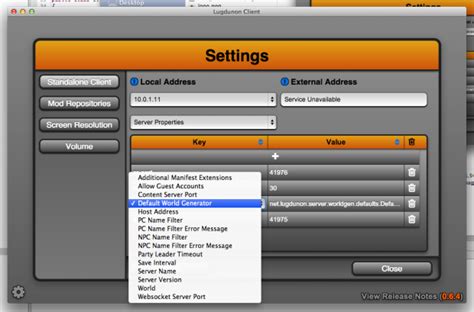 standalone client server config image lugdunon mod db
