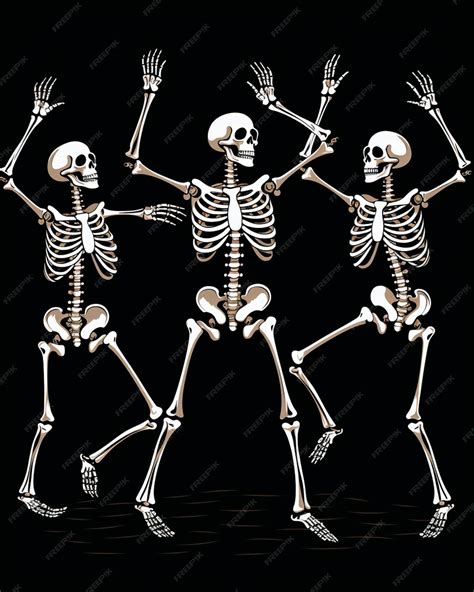 Premium Photo Three Skeletons Dancing In A Line With Their Arms Up