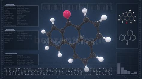 Molecule Of Benzanthrone With Infographics On The Computer Monitor