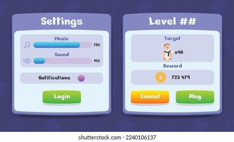 Settings Level Menu Pop Buttons Icons Stock Vector Royalty Free Shutterstock