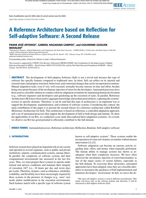 Pdf A Reference Architecture Based On Reflection For Self Adaptive Software A Second Release