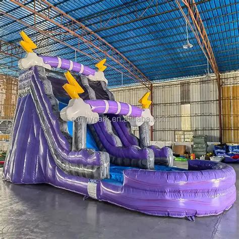 Commercial Double Lane Inflatable Waterslide Pool Inflatable Dry And Wet Water Slide For Sale