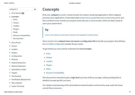concepts webpack webpack 5 print section concepts entry output