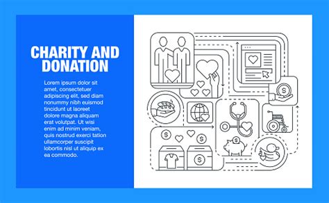 자선 및 기부 라인 아이콘 세트 및 배너 디자인 자원봉사자 기부 자선 단체 의료 지원 기부 온라인 기부 가정위탁에 대한 스톡 벡터 아트 및 기타 이미지 Istock