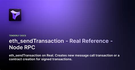 Ethsendtransaction Real Reference Node Rpc Tenderly Documentation