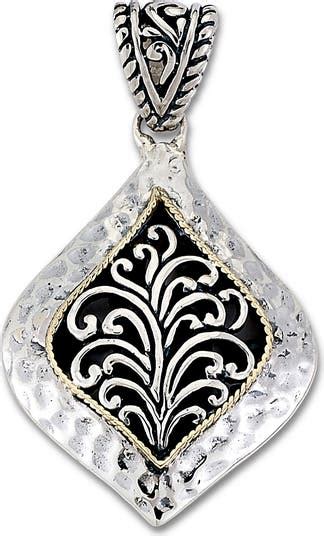 Samuel B Sterling Silver And 18k Gold Marquise Shape Scrollwork Design