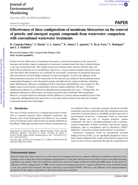 effectiveness of three configurations of membrane bioreactors on the