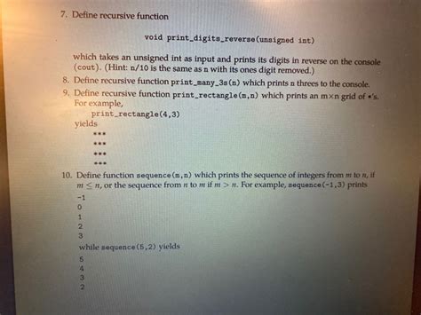 Solved 7 Define Recursive Function Void