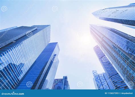 Futuristic High Tech Background Business Office Modern Buildings