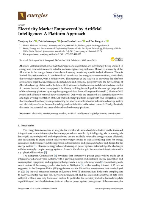 PDF Electricity Market Empowered By Artificial Intelligence A