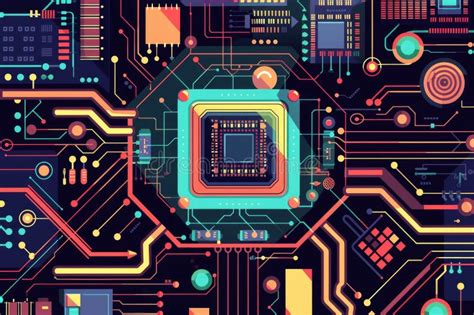 High Tech Computer Circuit Board With Various Electronic Components Ideal For Technology And