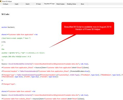 beautify m script and extract row level security with power bi helper