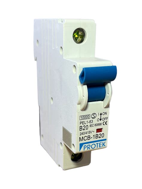 Protek Mcb 20 Amp Type B 20a Single Pole Circuit Breaker B20 Pel1 63