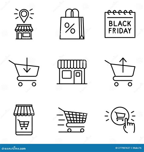 Outline Grocery Store Vector Icon Isolated Black Simple Line Element Illustration From Commerce