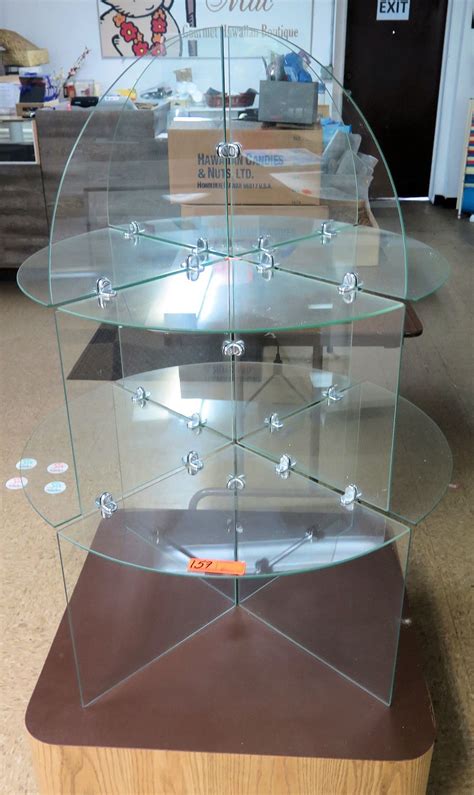 Round Clear 3 Tier Interlocking Display On Wood Base Oahu Auctions